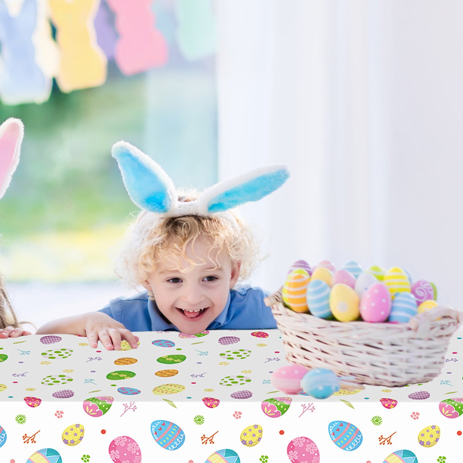 Cevemin 1 Pc Easter Disposable Plastic Tablecloth with Multicolor ...