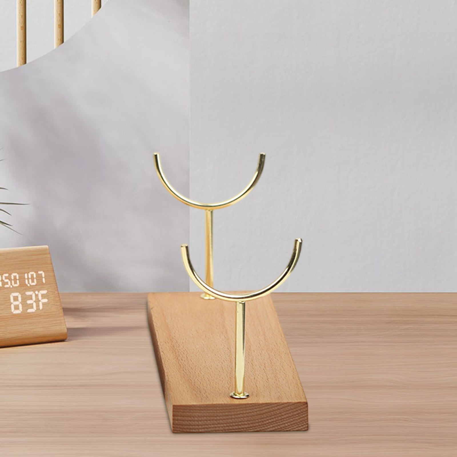 Cevemin 1 Pc Wood Double Fork Jewelry Display Stand with Stable Base ...