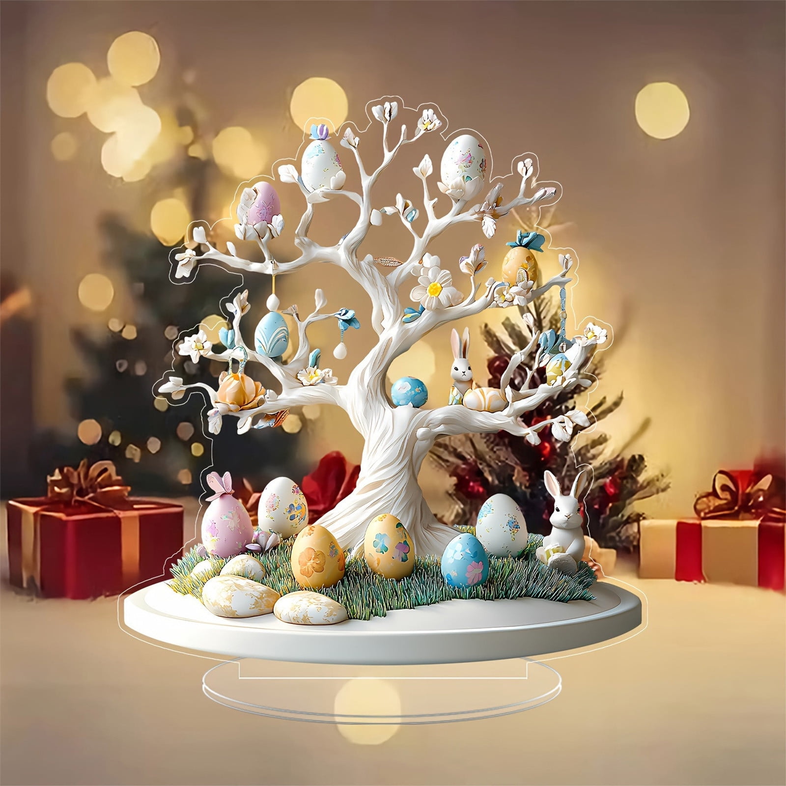 Cevemin 1 Pcs Easter Acrylic Tabletop Ornaments - Easter Eggs Tree and ...