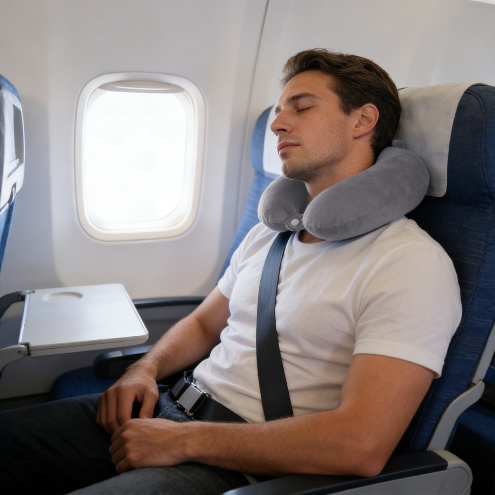 Cevemin 1 Pcs U-shaped Ergonomic Neck Pillow - Soft Fuzzy Fabric with ...