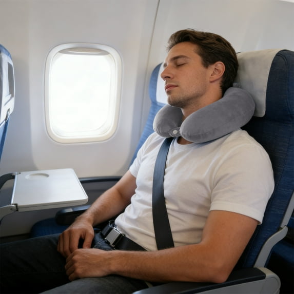 Cevemin 1 Pcs U-shaped Ergonomic Neck Pillow - Soft Fuzzy Fabric with ...