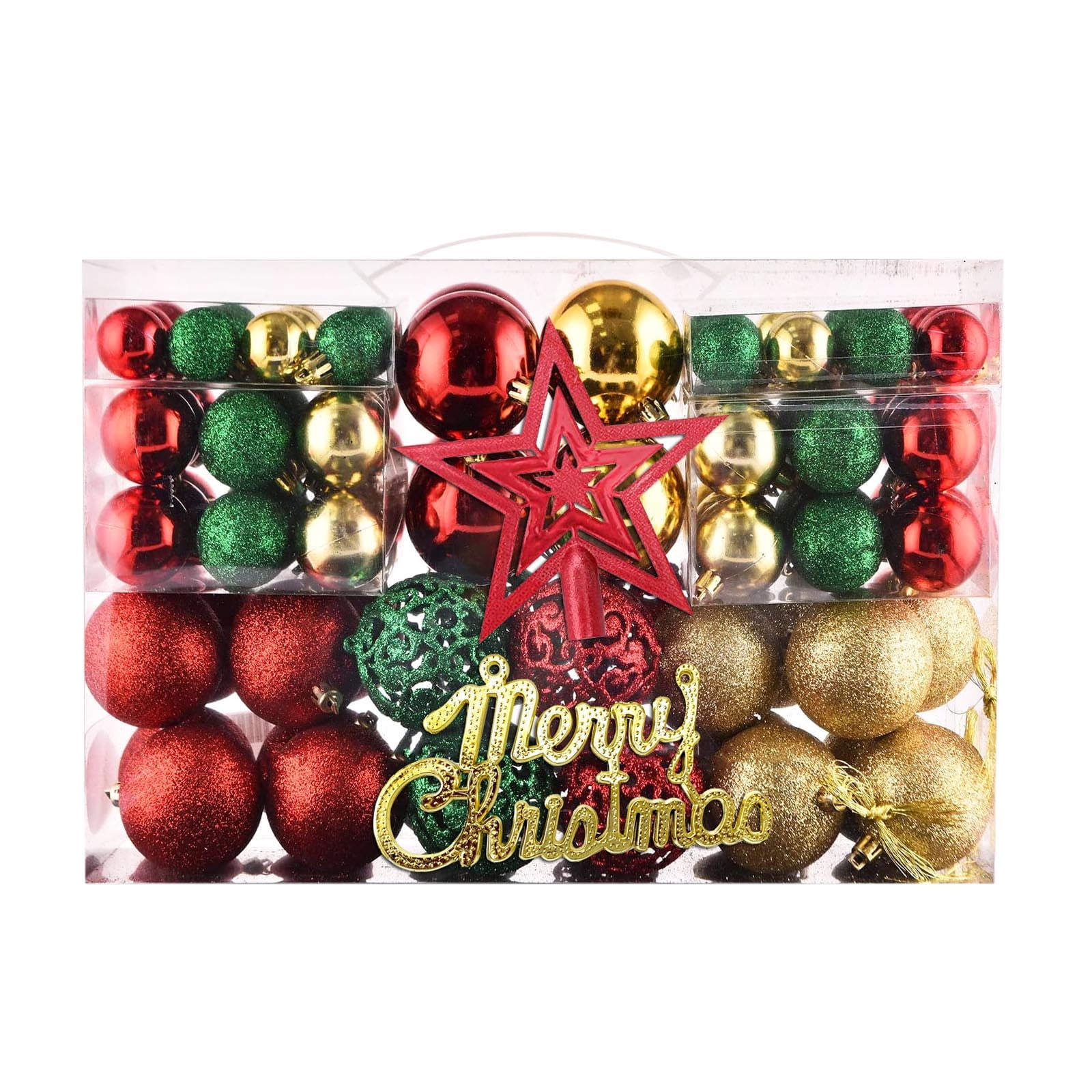 Cevemin 102 Pcs Shatterproof Christmas Balls Set with Tree Top Star and ...
