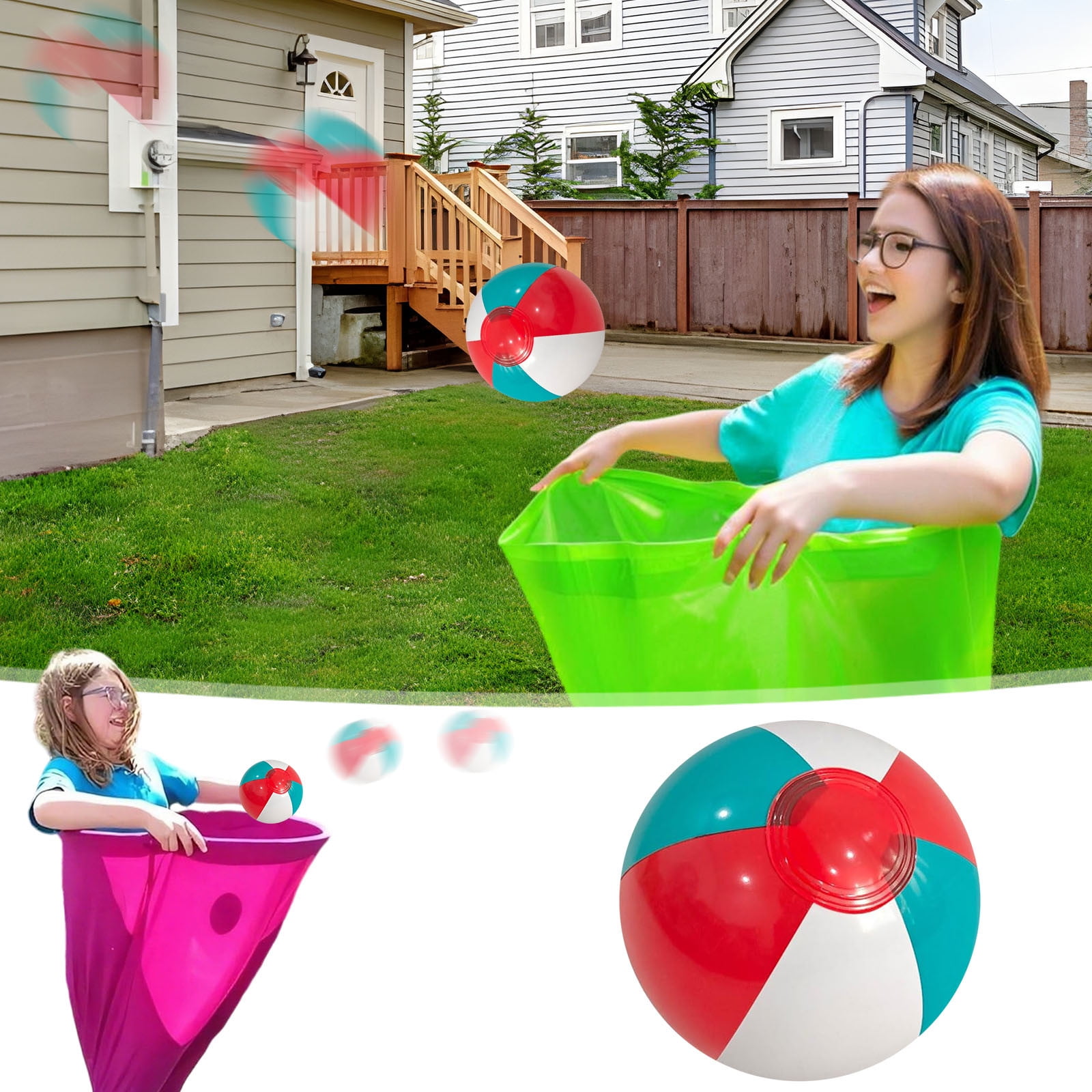 Cevemin 12 Inch Inflatable Beach Ball with Breathable Fabric - Toss and ...