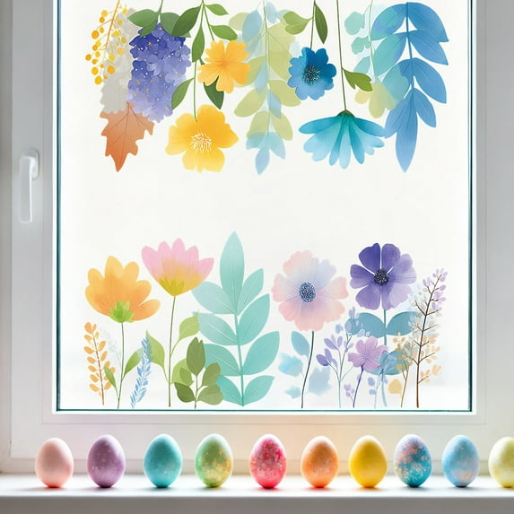 Cevemin 2 Pcs Flowers Wall Stickers - Peel and Stick Removable Decals ...