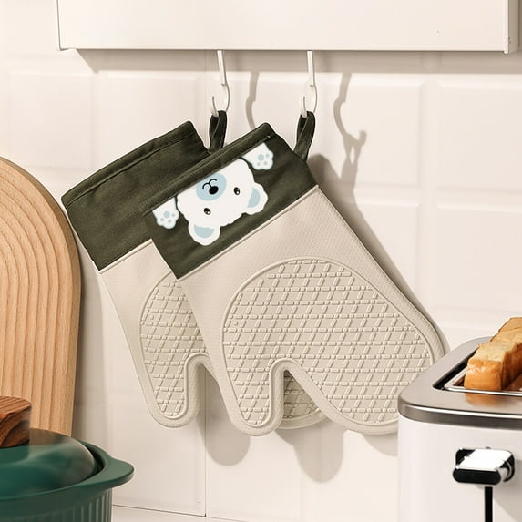 Cevemin 2 Pcs Silica Gel Oven Gloves - Kitchen Baking Microwave Safe ...