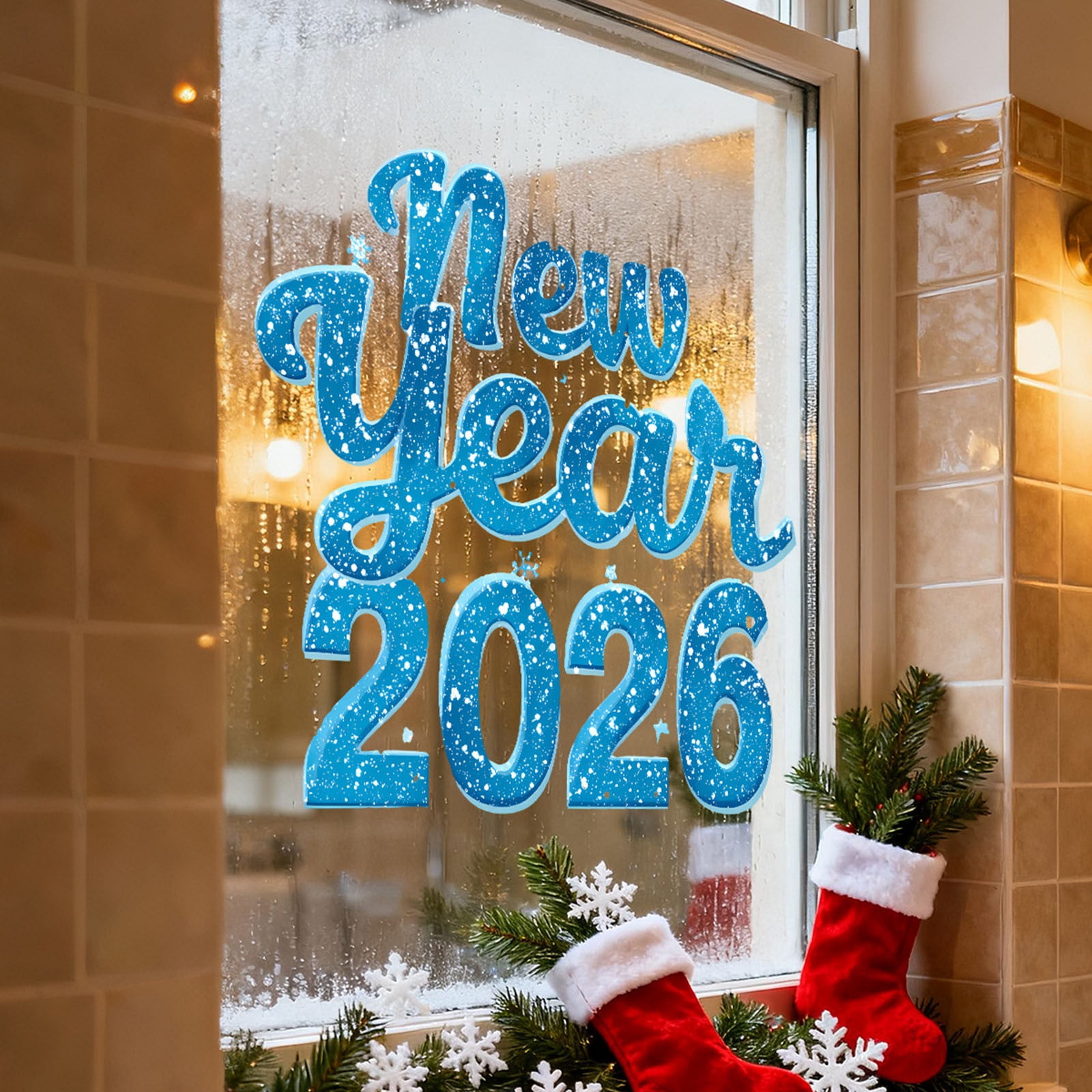 Cevemin 2026 Silk Texture Static Cling Christmas Window Stickers ...