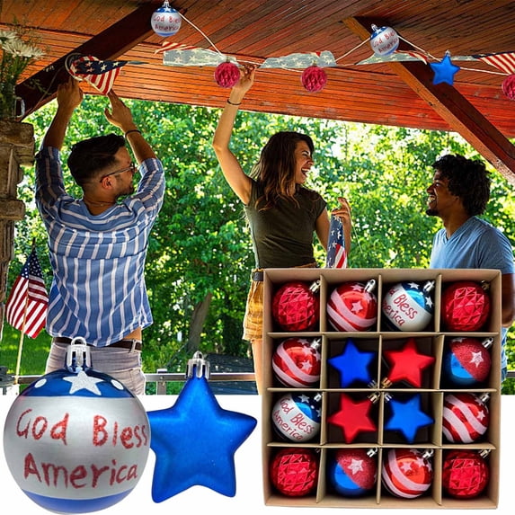 Cevemin 28 Pcs Independence Day Plastic Ball Ornaments - Colorful ...