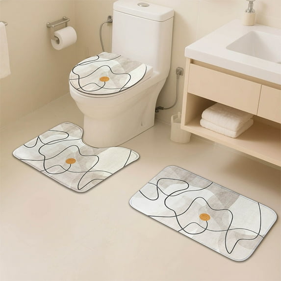 Cevemin 3-Piece Absorbent Bath Mat Set with Memory Foam - Non-Slip ...
