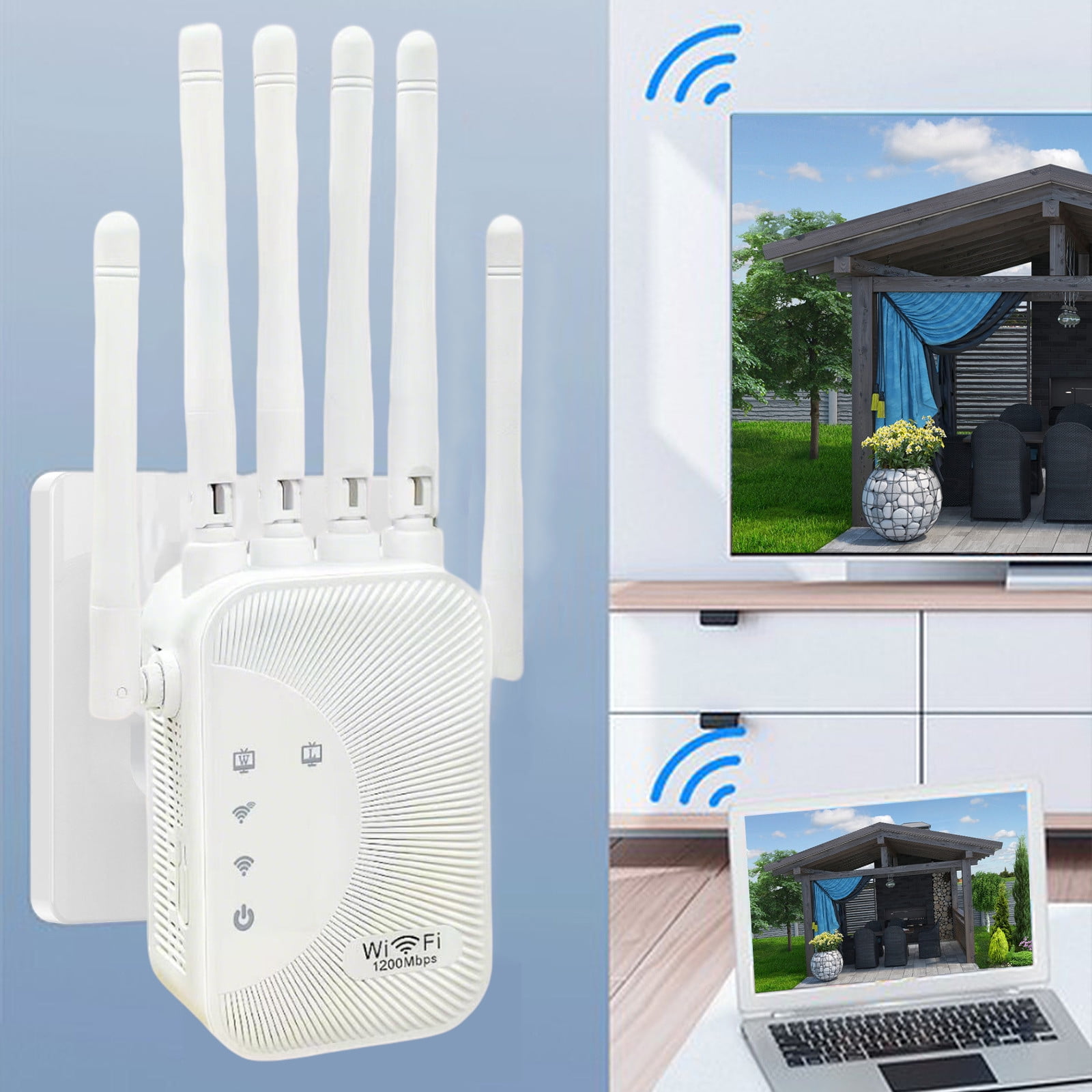 Cevemin 300M US Standard Dual Band WiFi Extender with 6 Antennas ...