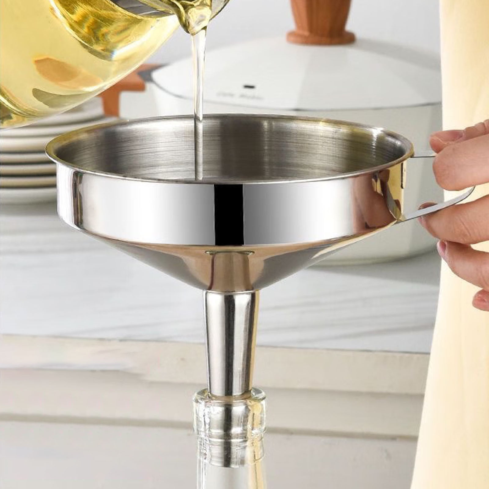 Cevemin 304 Stainless Steel Kitchen Funnel with Mesh Strainer - Filter ...