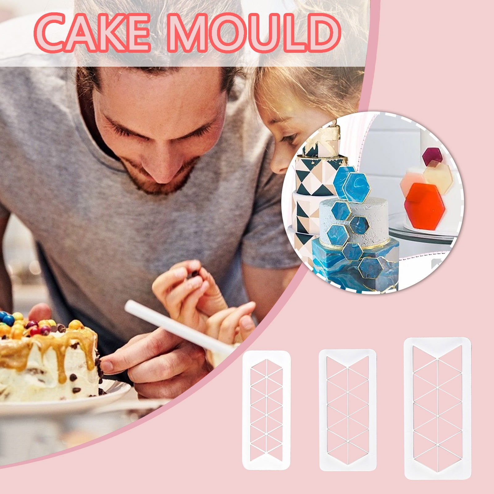Cevemin 3Pcs Cake Fondant Cutter, Geometric Figure Cake Cutting ...