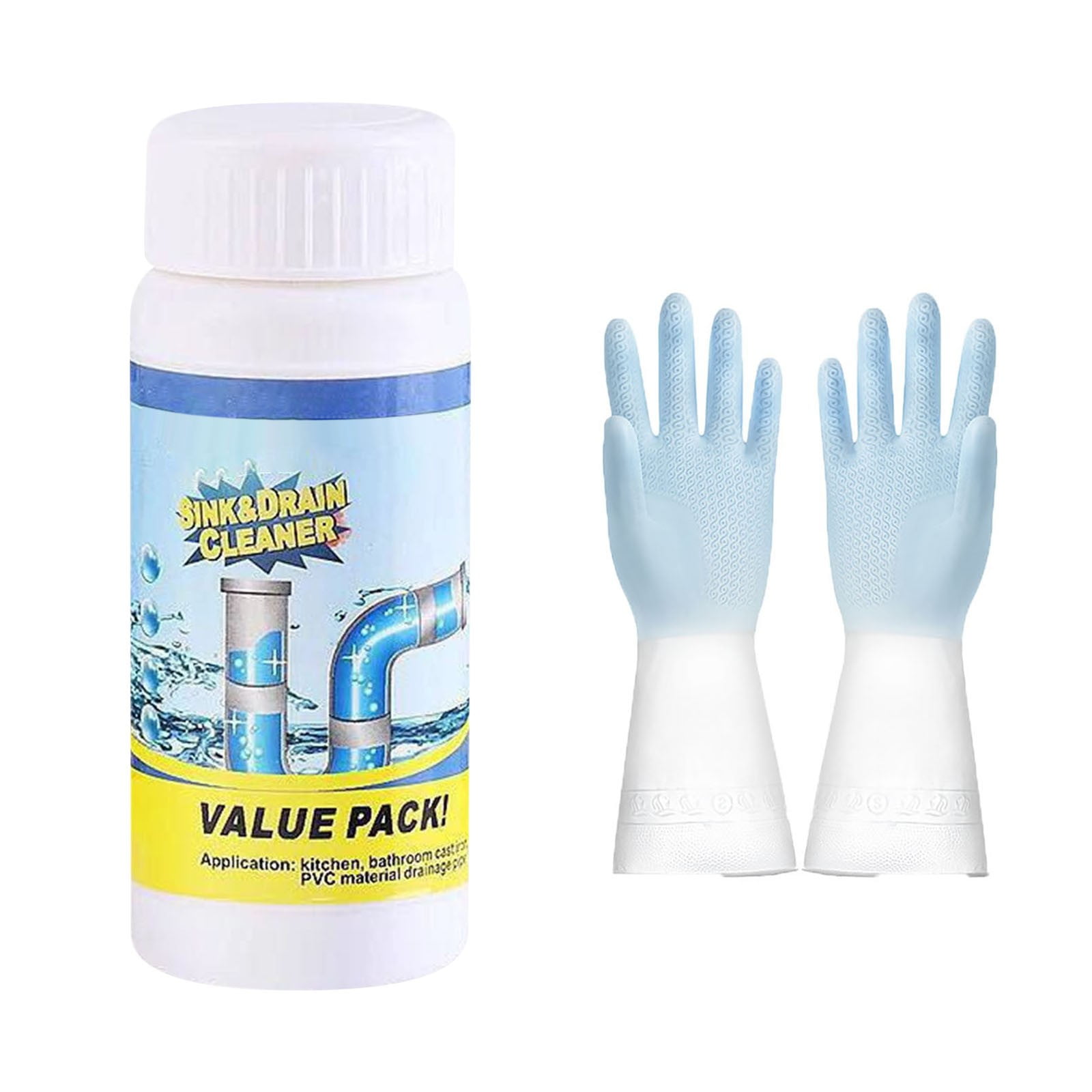Cevemin 3pc Fast Foam Pipe Cleaner with 1 Pair Gloves - Enzyme-Based ...
