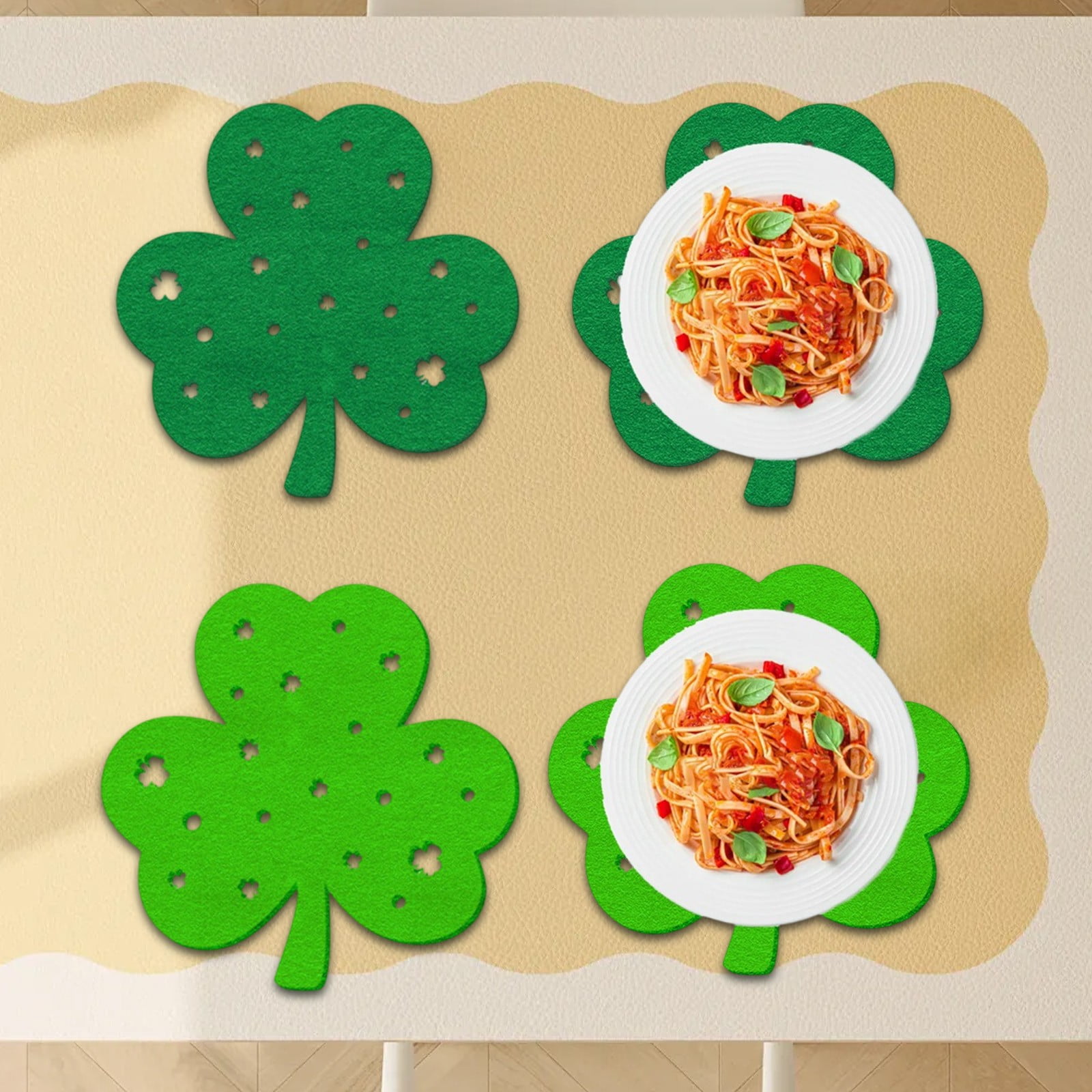 Cevemin 4 Pcs Green Irish Festival Placemats - Cutout Cloth Table Mats ...