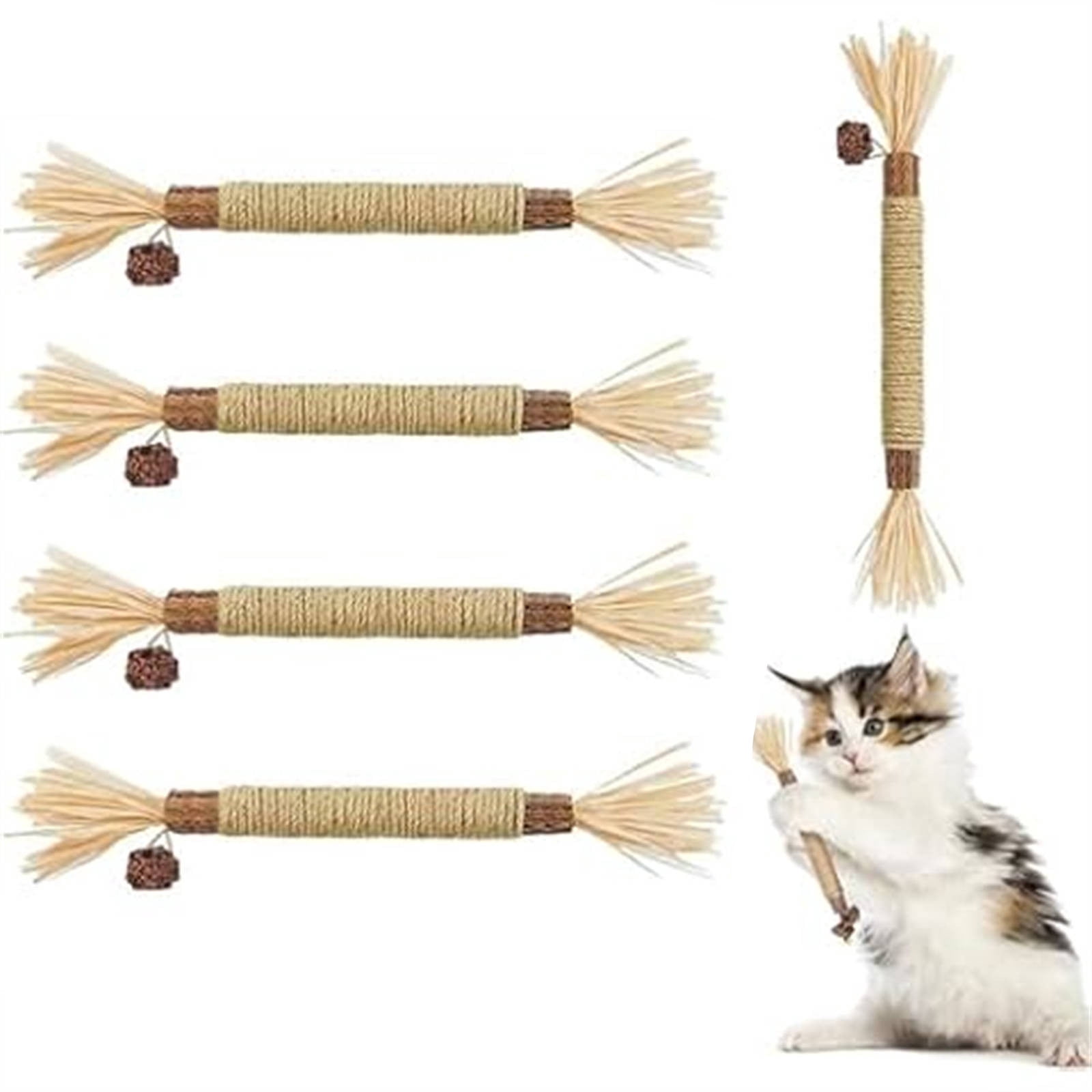Cevemin 4 Pcs Natural Silvervine Cat Chewing Sticks - Mint Flavored ...