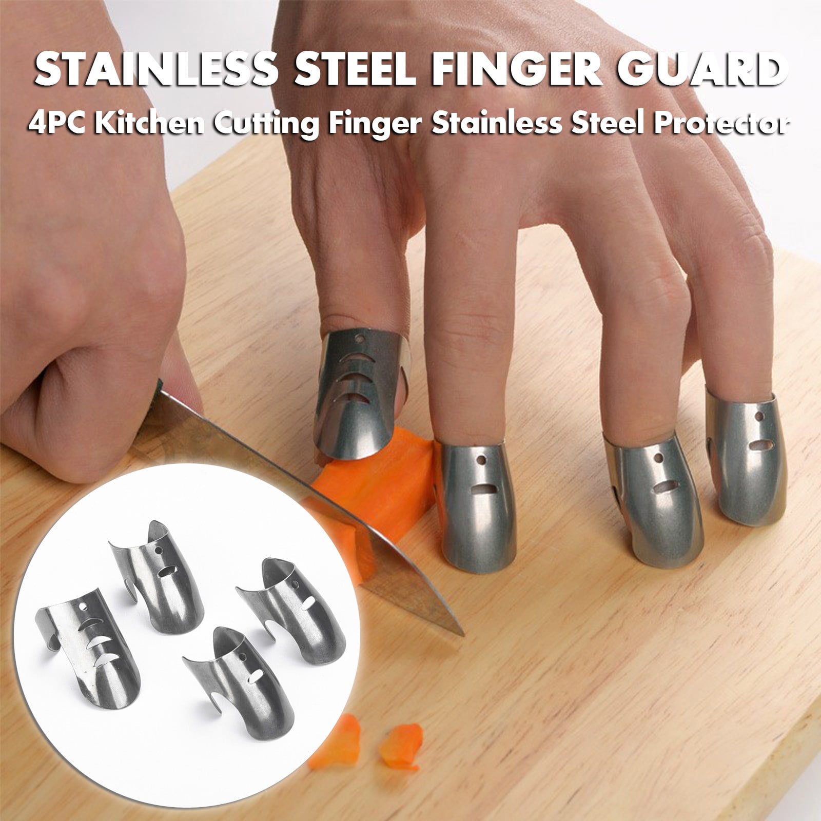 Cevemin 4Pcs Vegetable Cutting Finger Preservationor Stainless Steel ...