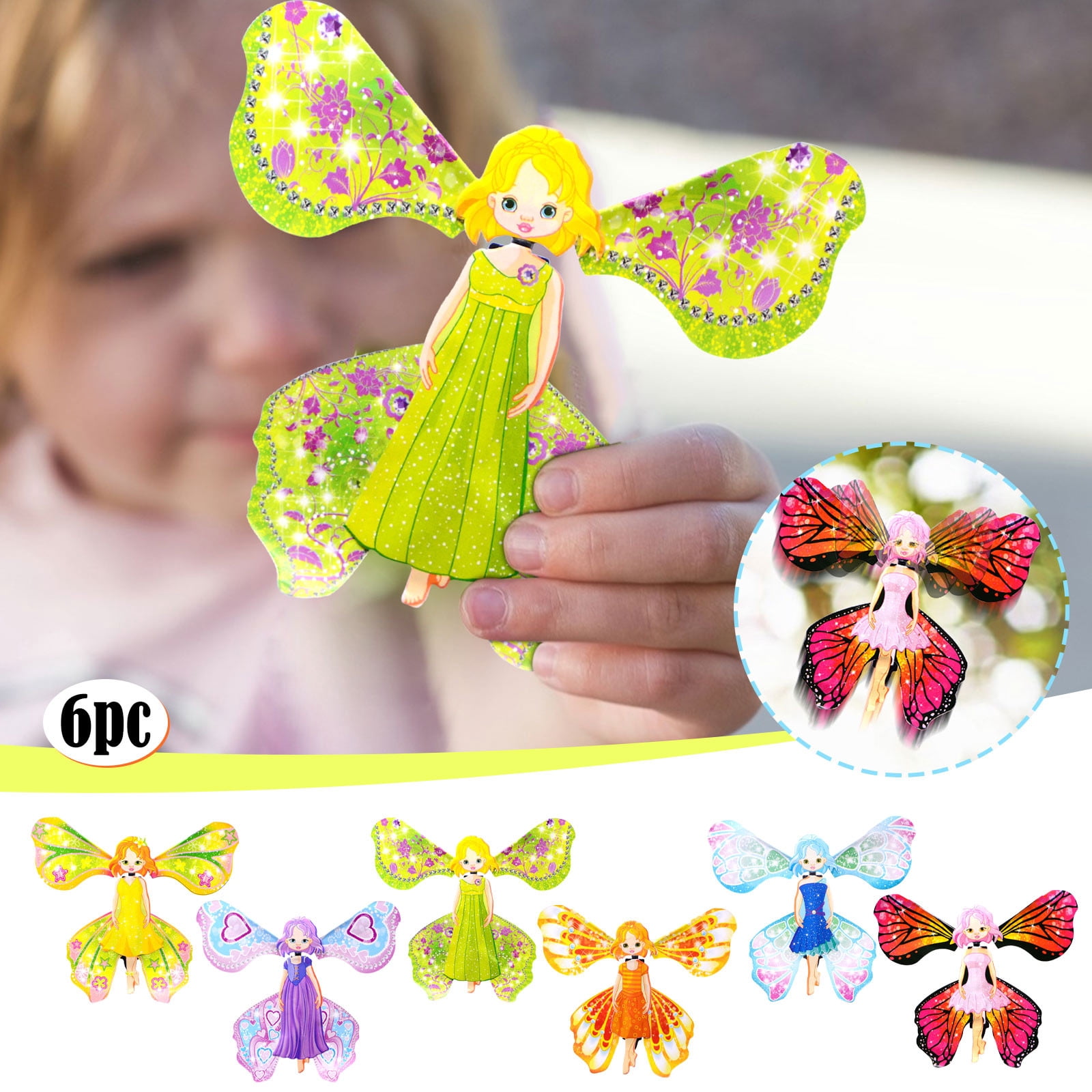 Cevemin 6 Pcs Multicolor Plastic Wind-Up Butterfly Toys - Rubber ...
