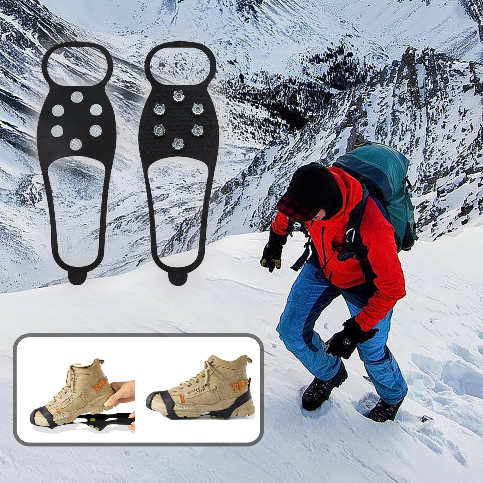 Cevemin 6-Point Ice Claw Anti-Slip Shoe Covers with TPE Rubber and ...