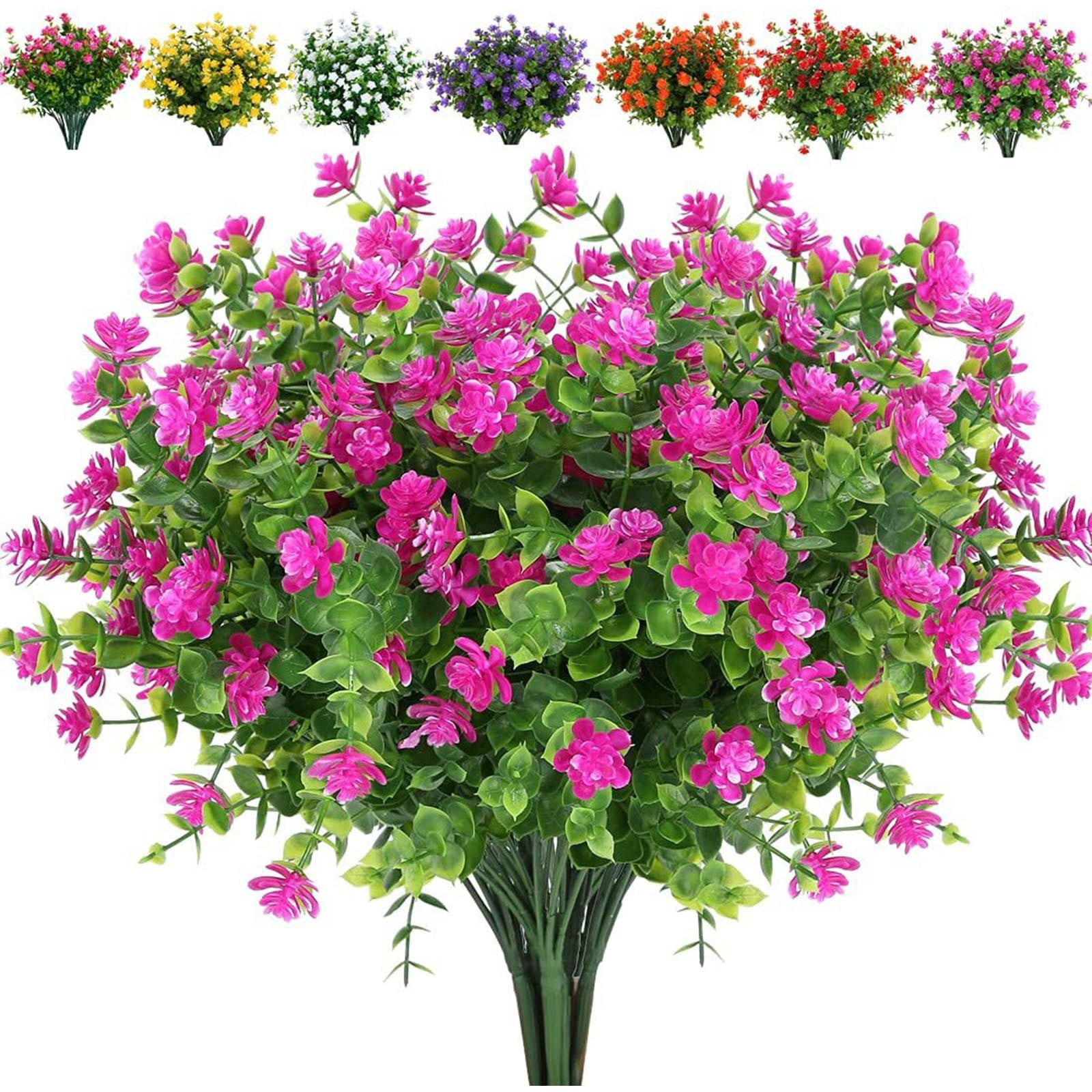 Cevemin 7 Branches Artificial Flowers - Outdoor and Indoor Fake ...