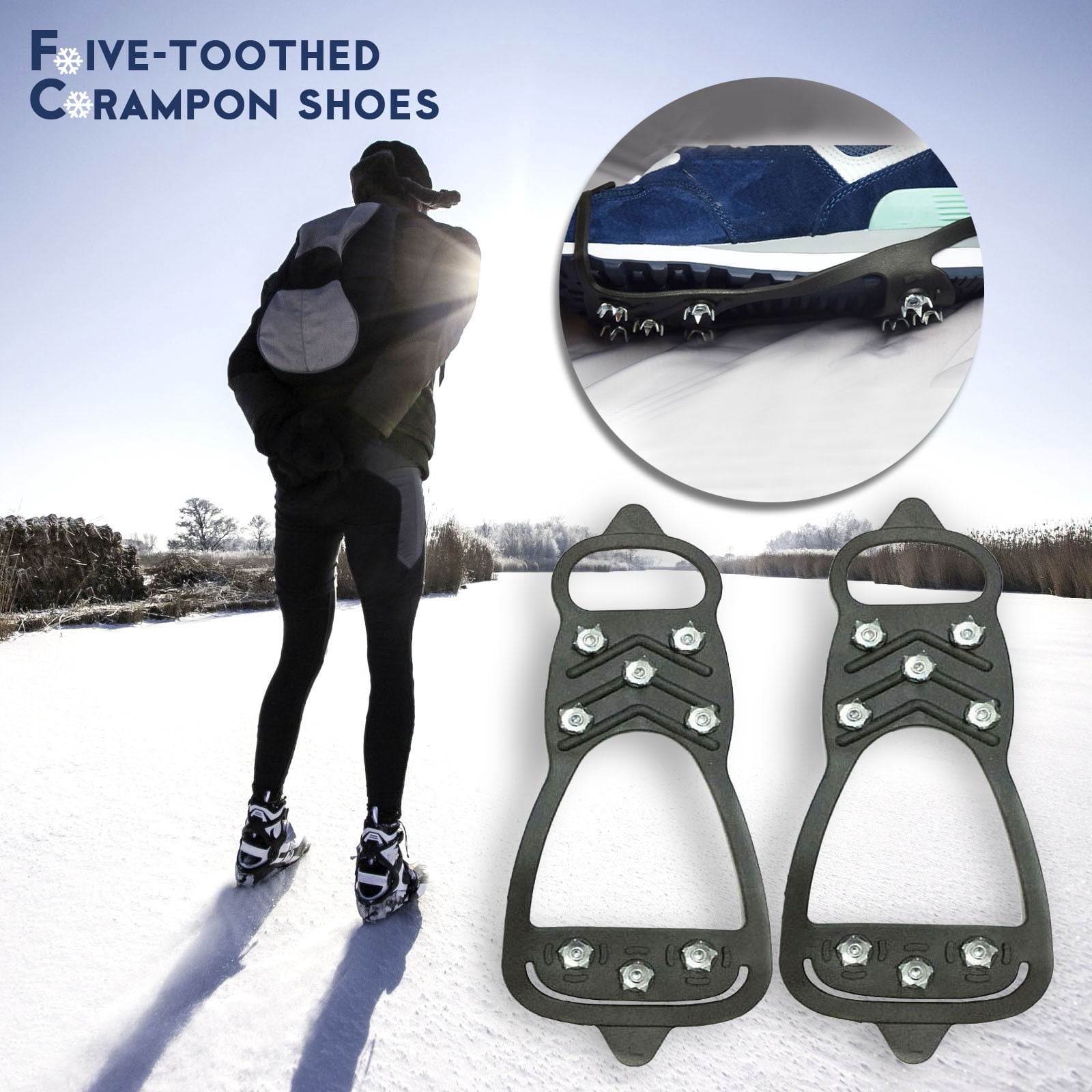 Cevemin 8-Tooth TPE Plastic Crampons - Foldable Lightweight Ice Cleats ...