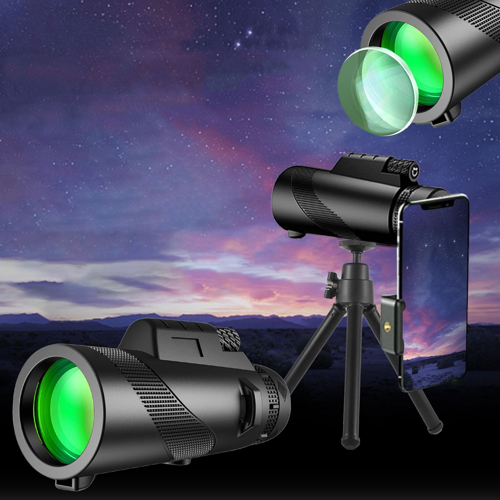 Cevemin 80X100 High Power Monocular Telescope with Phone Holder ...