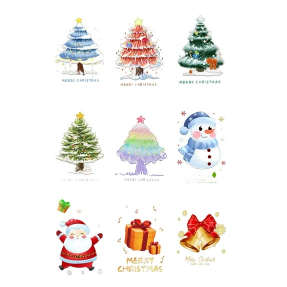 Cevemin 9 Pcs Christmas PVC Cling Glass Stickers - Colorful Static ...