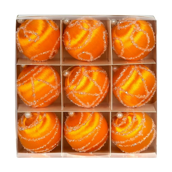 Cevemin 9 Pcs Flocking Christmas Balls - Red Velvet Painted Plastic ...