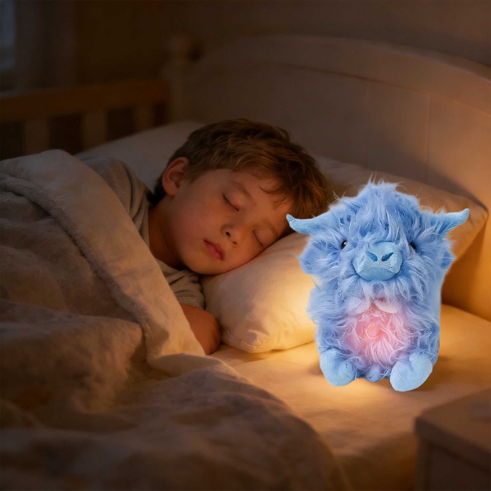 Cevemin Breathing Highland Cow Doll - Glowing Audio Soft Toy with Light ...