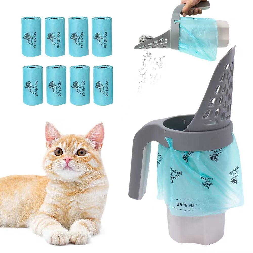 Cevemin Cat Litter Scoop with Built-in Garbage Bag - Portable Toilet ...