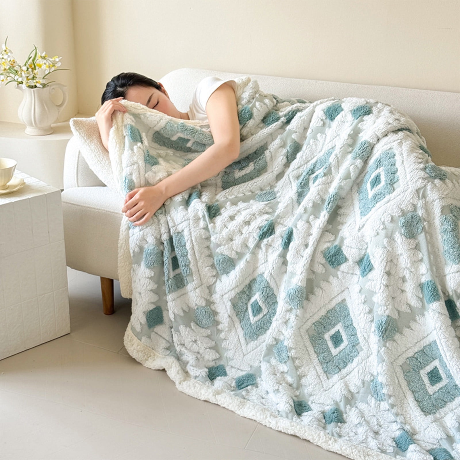 Cevemin Cationic Hollow Taffeta Polyester Blanket - Double Layer Warm ...