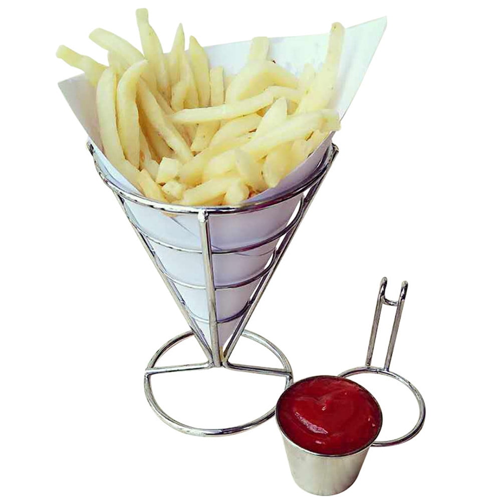 Cevemin Chip Stand, French Fry Fries Bowl, Black Metal Wire Kitchen ...