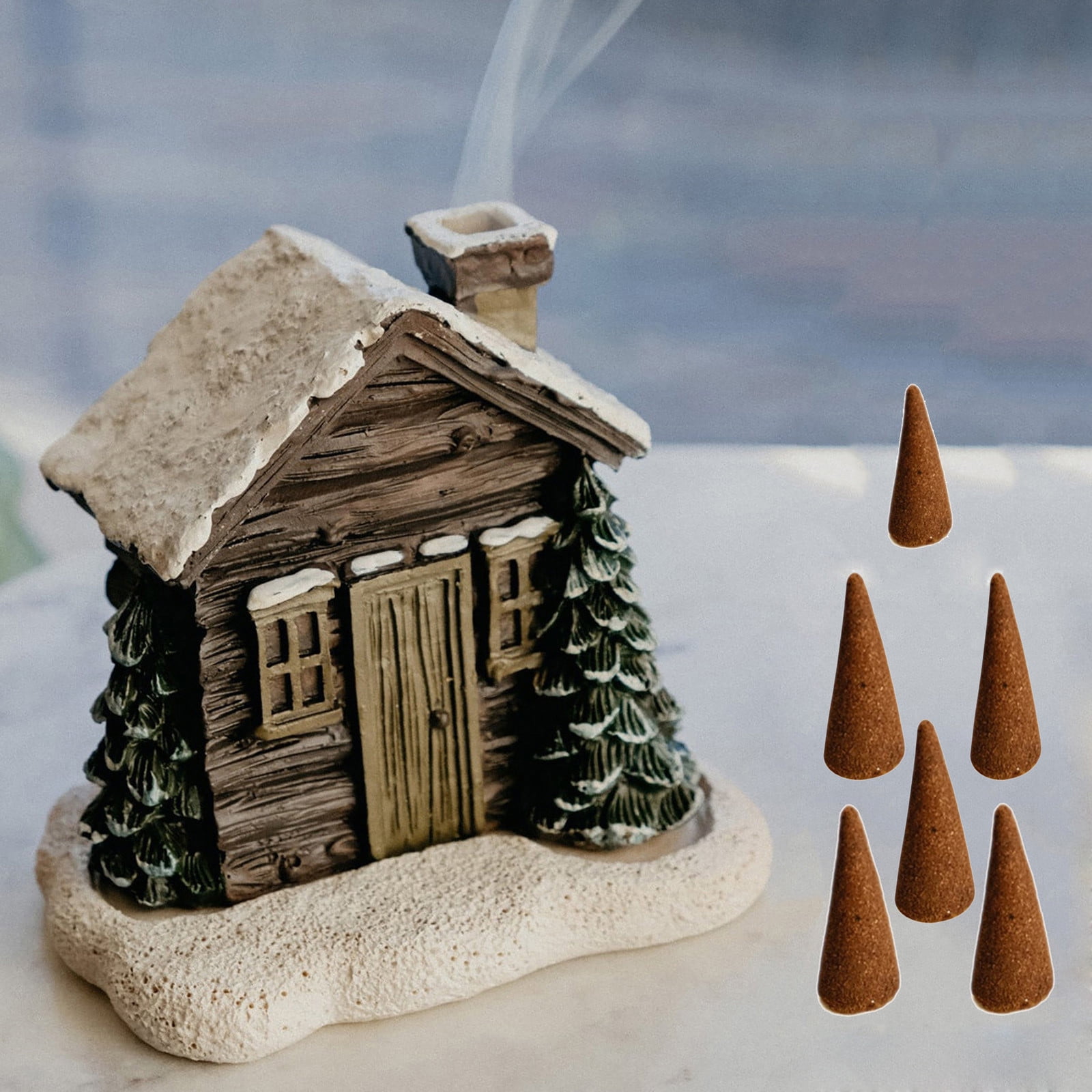 Cevemin Christmas Chimney Resin Incense Burner with 6 Incense Sticks ...