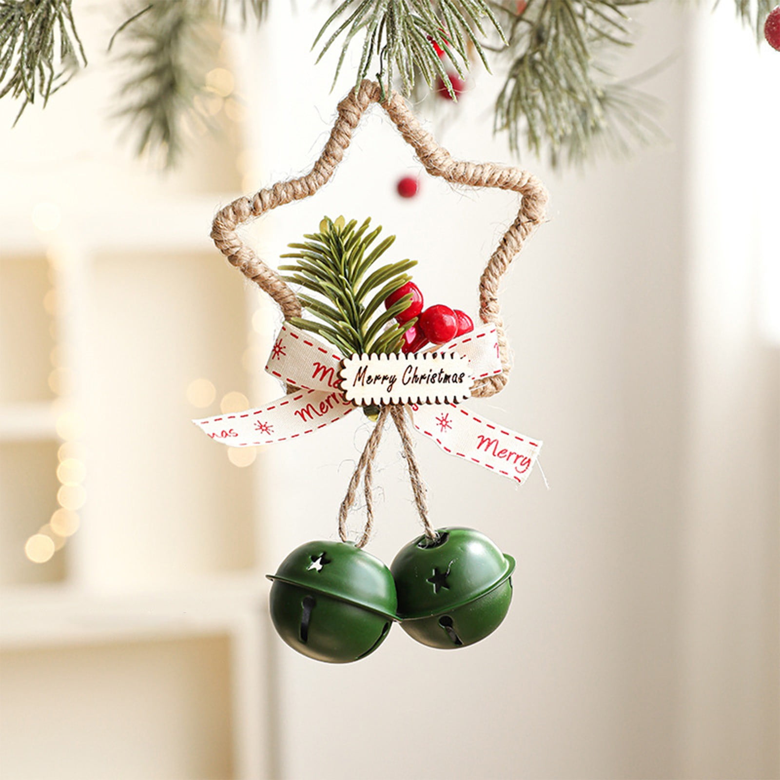 Cevemin Christmas Decorations Pentagram Bells Pendant Wall Door Tree ...