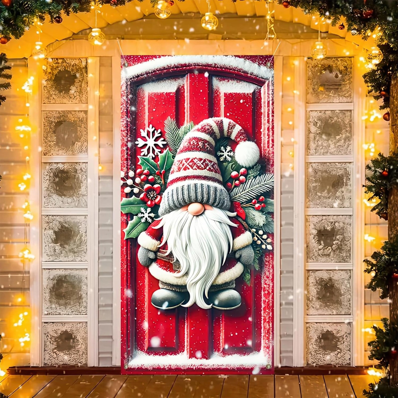Cevemin Christmas Door Cover Multicolor Polyester Holiday Party ...