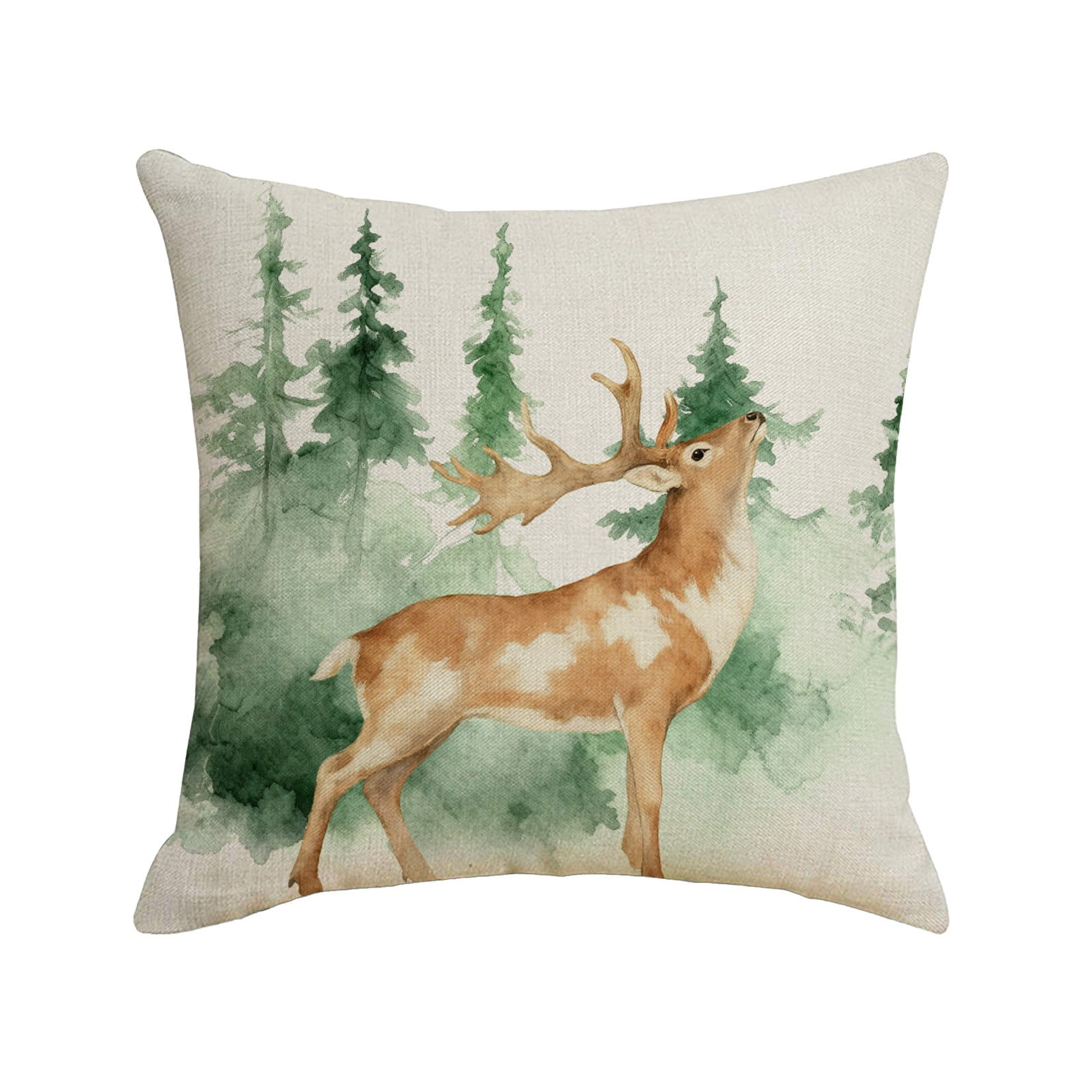 Cevemin Christmas Green Forest Pillow Cover - Polyester Holiday Sofa ...