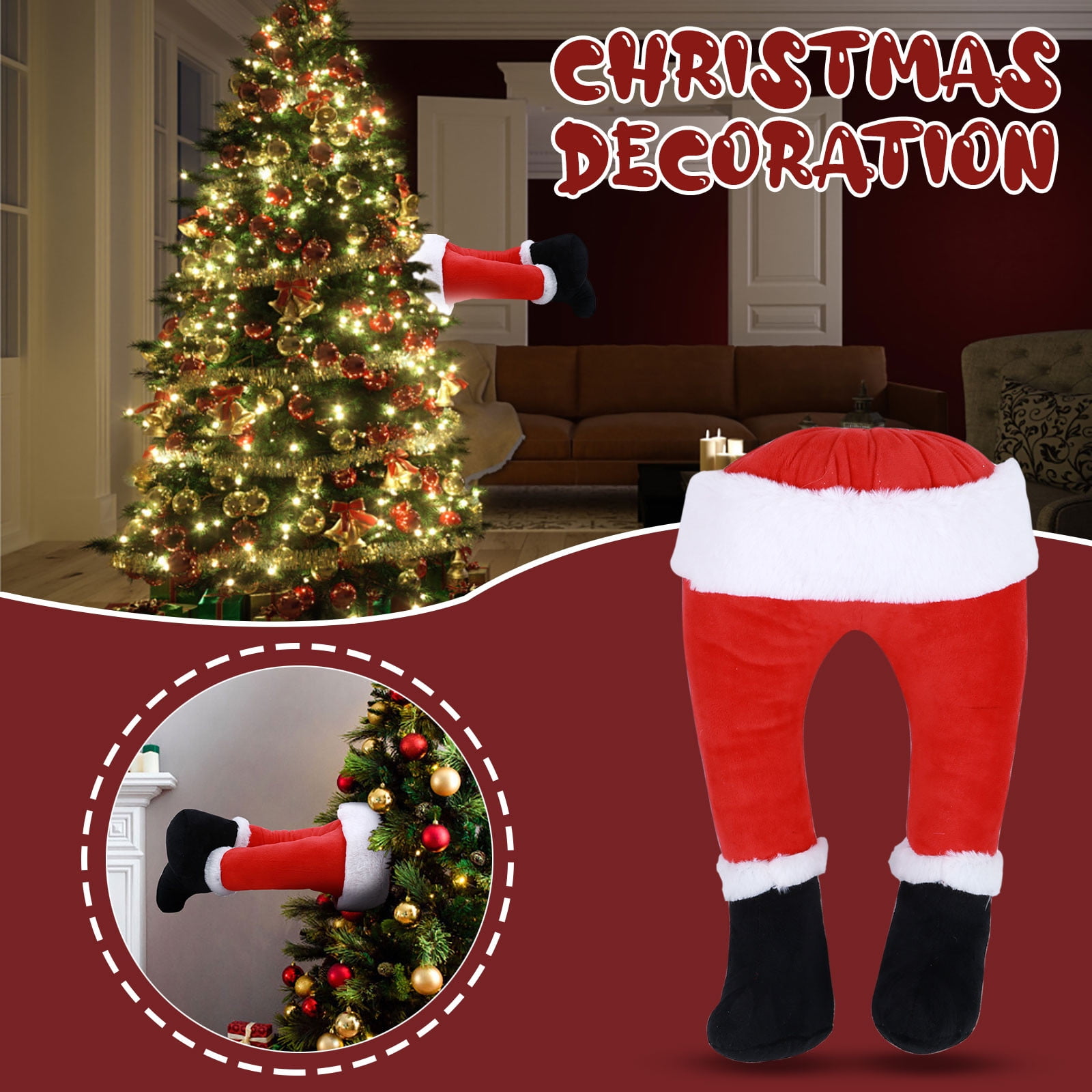 Cevemin Christmas Santa Kicking Legs, Home Party Christmas Tree Plush ...