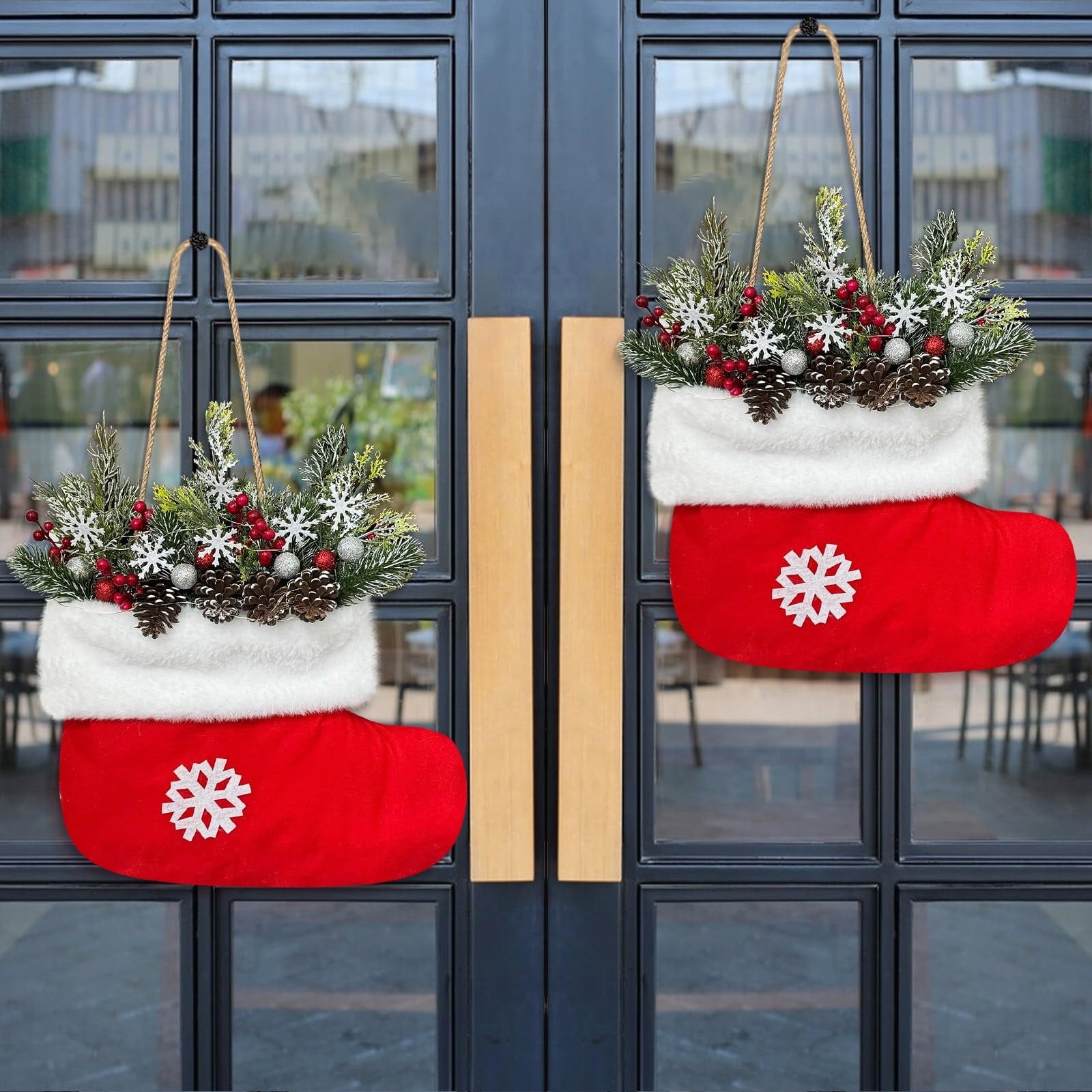 Cevemin Christmas Stocking Wall Hangers - Durable Fabric Decorations ...