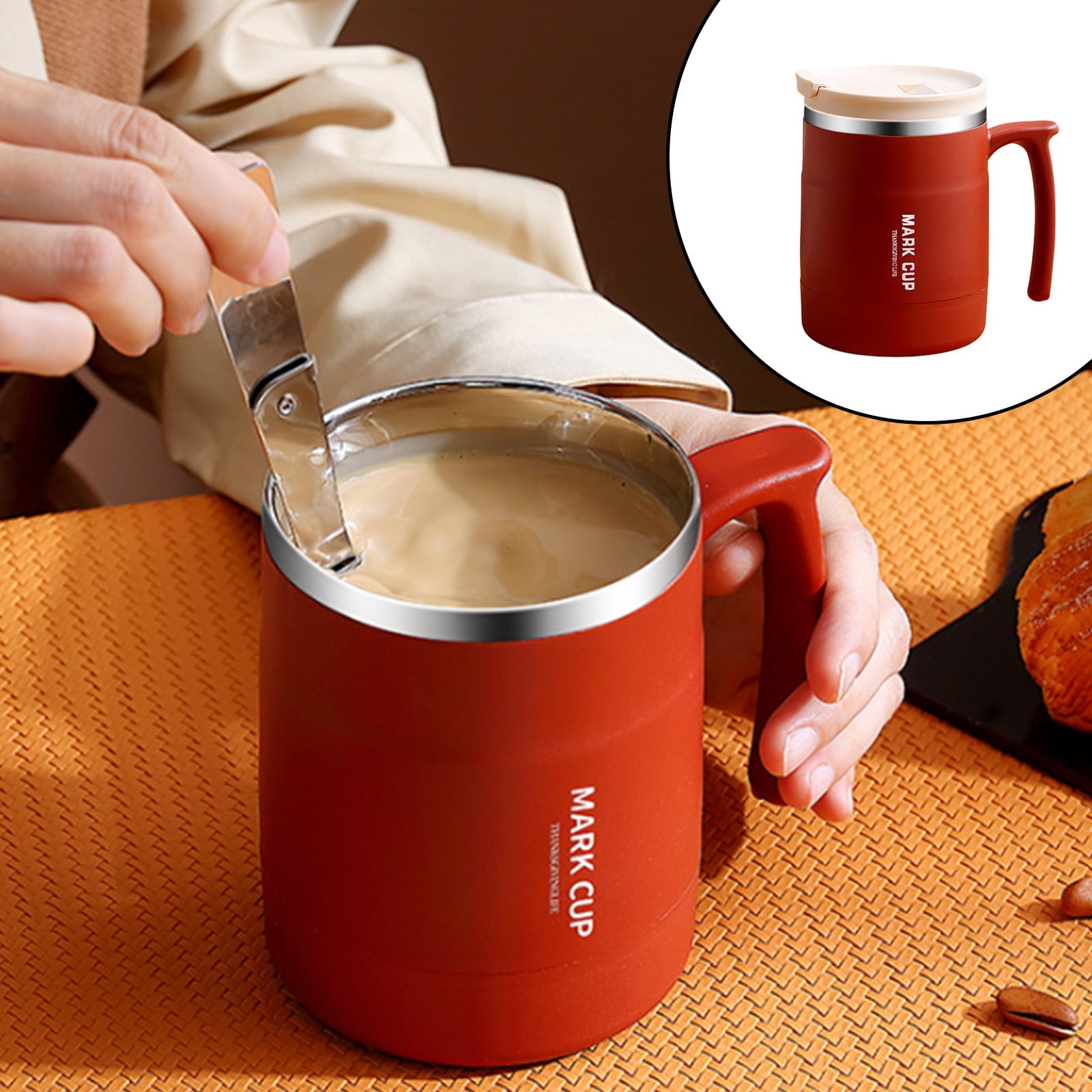Cevemin Coffee Mug with Handle, Portable Insulated Mug with Lid and ...