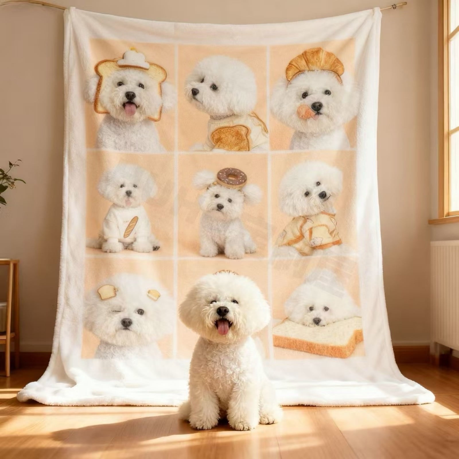 Cevemin Customized Christmas Photo Blanket - Personalized Blanket with 1-9 Images and Text, 240g ...