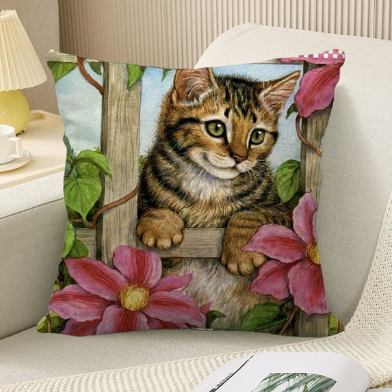 Cevemin Cute Cats Cute Pet Polyester Pillowcases, 17.72x17.72 Inches ...