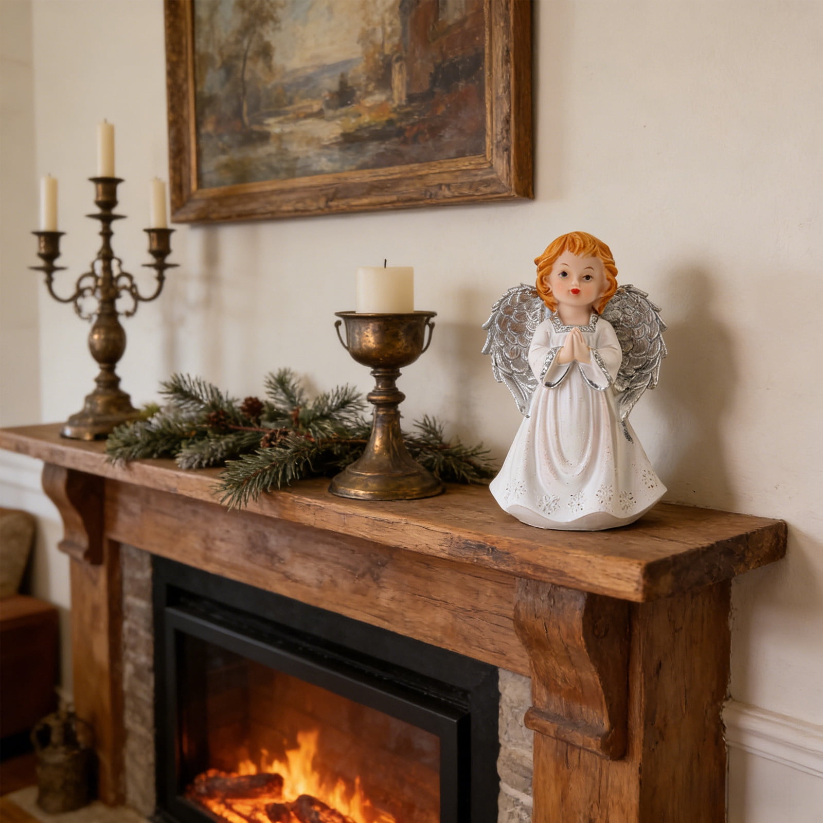 Cevemin Cute Girl Angel Resin Statue 3.15x5.11in - Desktop Decoration ...