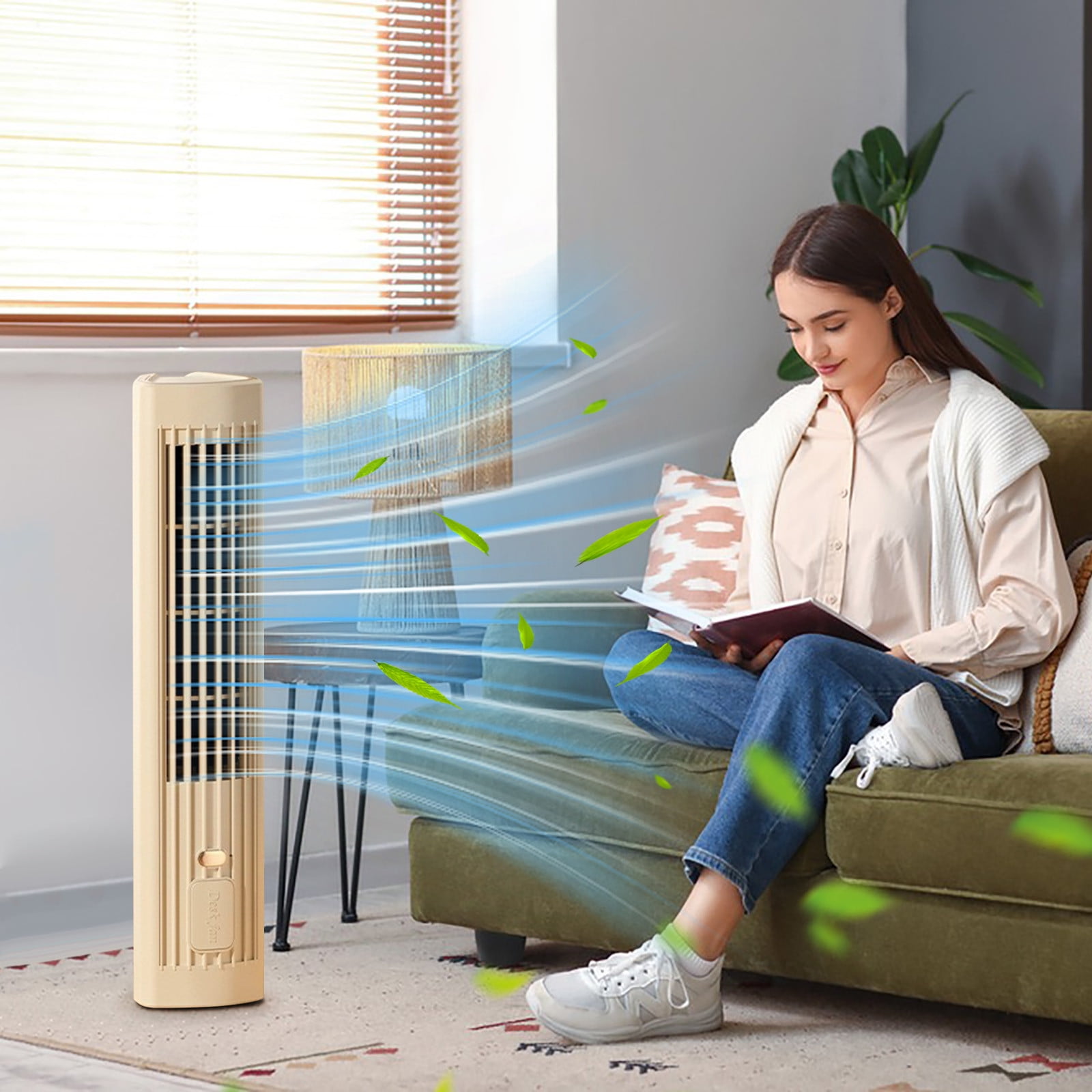 Cevemin Desktop Remote Control Tower Fan with USB Charging - Bladeless ...