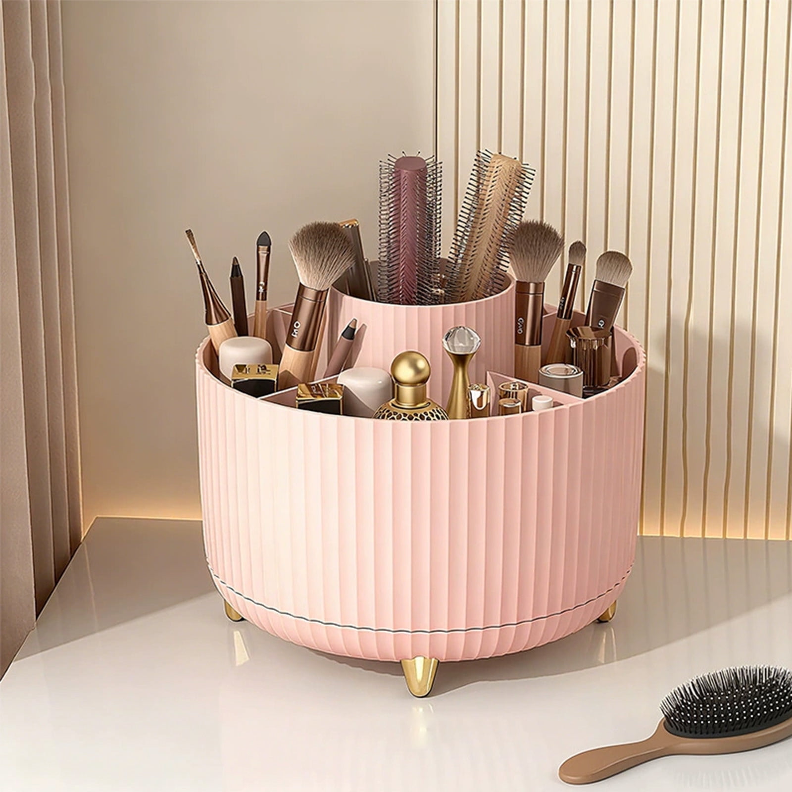 Cevemin Desktop Rotating Makeup Brush Organizer - 360-Degree Rotating ...
