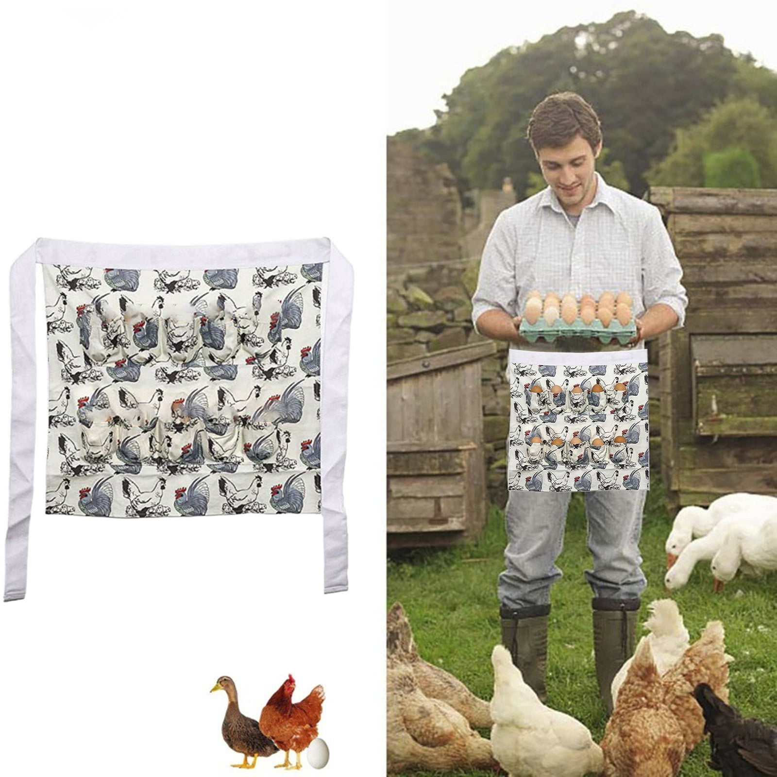 Cevemin Durable Canvas Egg Collecting Apron with 10 Deep Pockets for ...