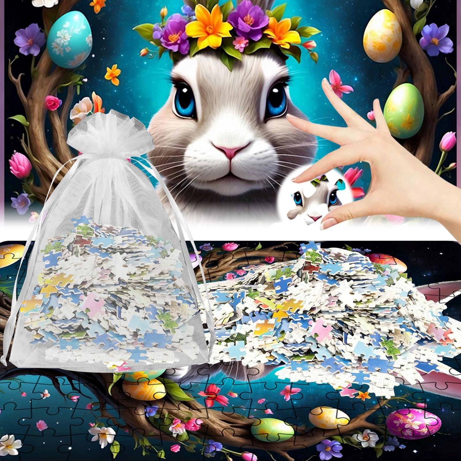 Cevemin Easter Puzzle Cute Rabbit Photo Puzzle - Family Brain Teaser ...