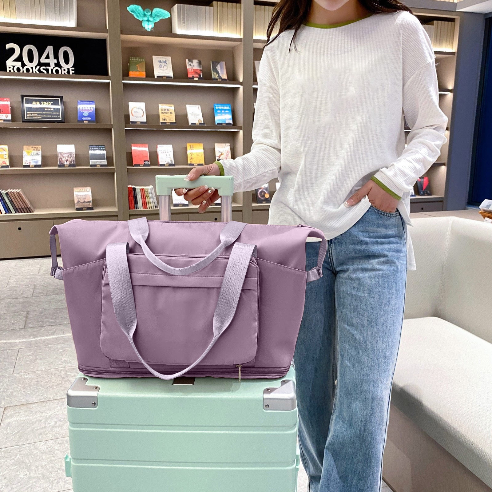 Cevemin Expandable Foldable Travel Bag 20-35L with Wet Dry Separation ...