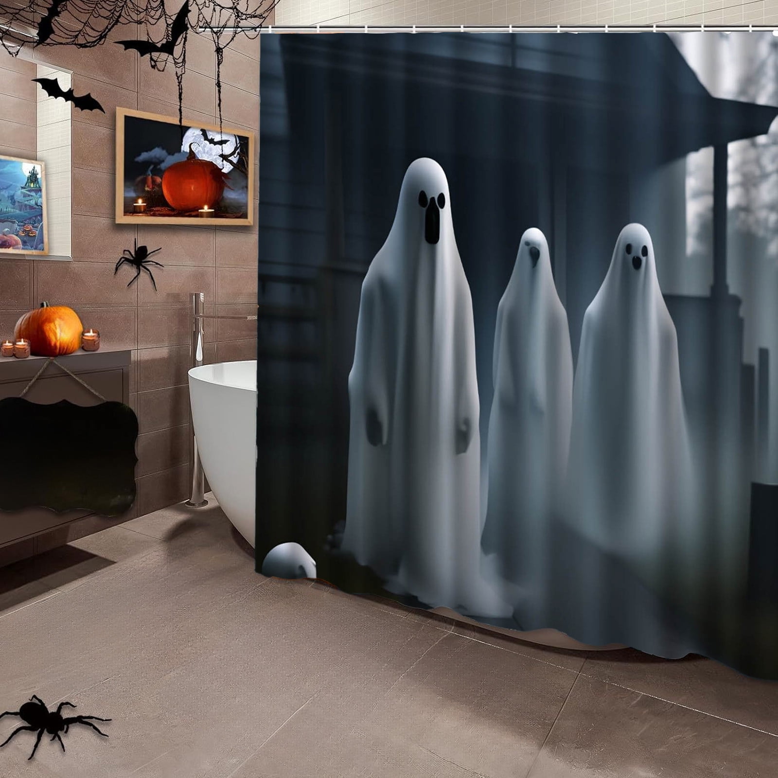 Cevemin Halloween Ghosts Shower Curtain Waterproof Bathroom Decor ...