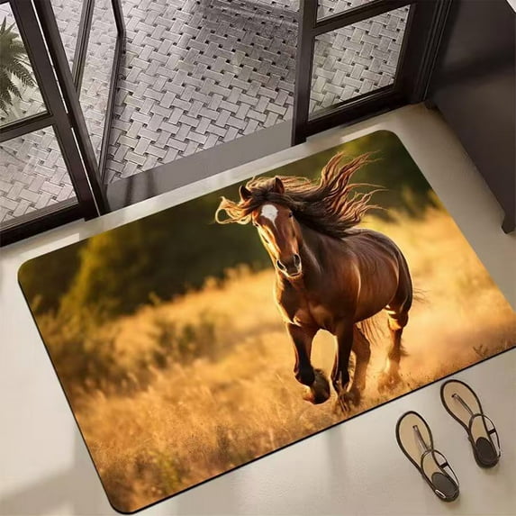 Cevemin Horse Print Diatomaceous Earth Bath Mat - Non-Slip Absorbent ...