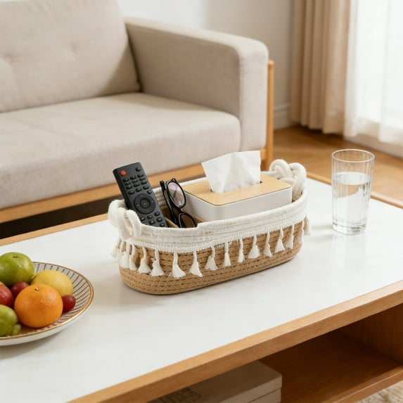 Cevemin Macrame Woven Storage Basket - Decorative Multicolor Rope ...