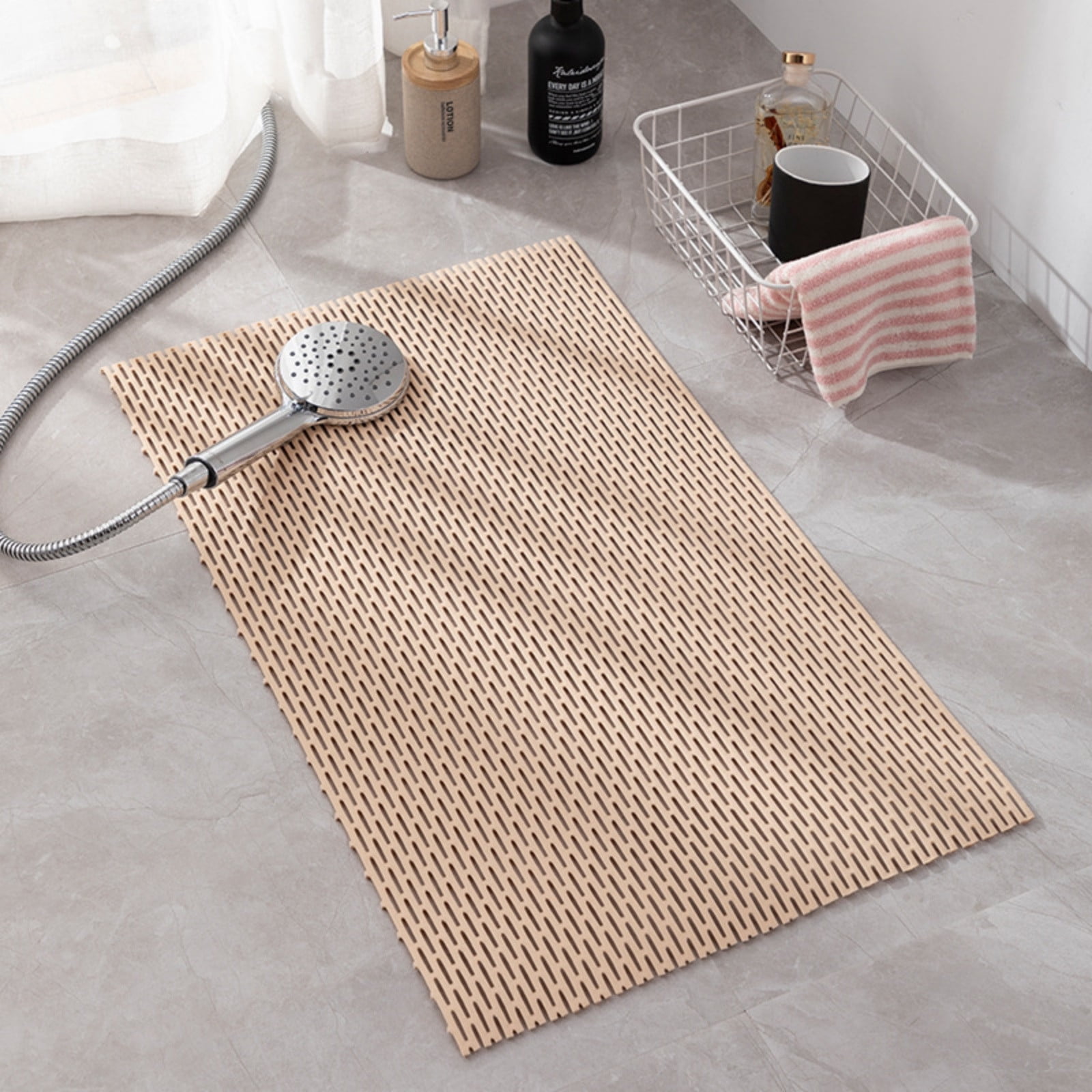 Cevemin Non-slip Shower Mat for Shower and Bathtub - PVC Quick-Drying ...