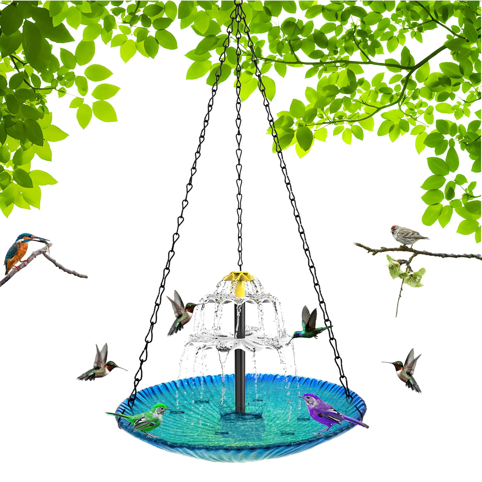 Cevemin Outdoor Garden Floating Fountains Hanging Bird Bath for Outdoor ...